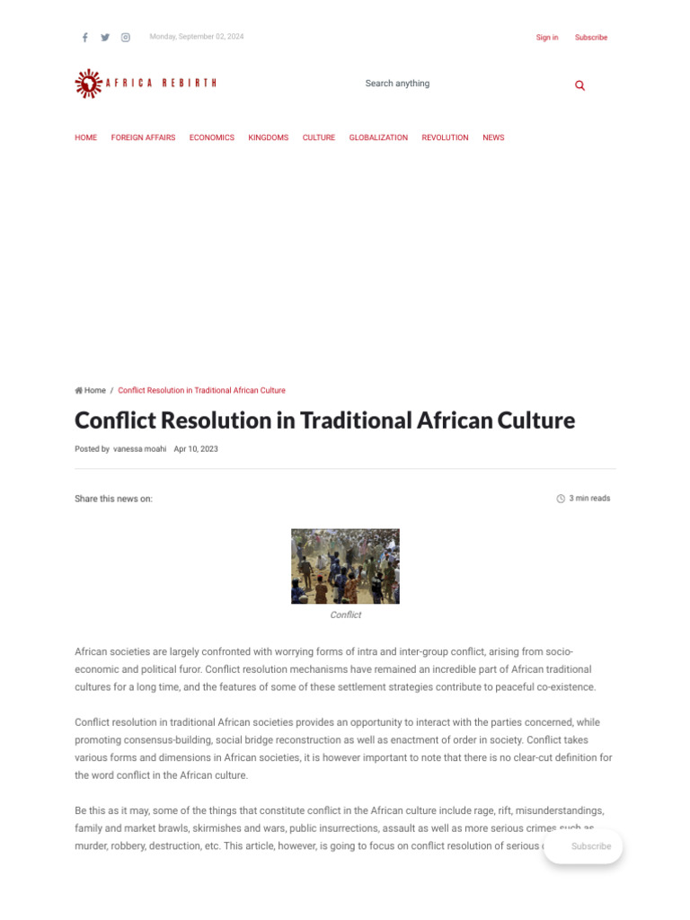 Conflict Resolution in Traditional African Culture | PDF