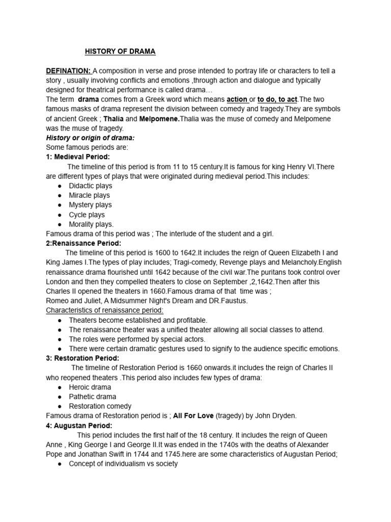 History and Types of Drama | PDF | Play (Theatre) | History
