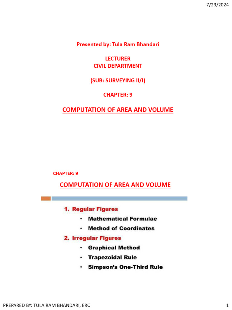 Chapter 9 (Area and Volume) | PDF | Surveying | Geographical Technology