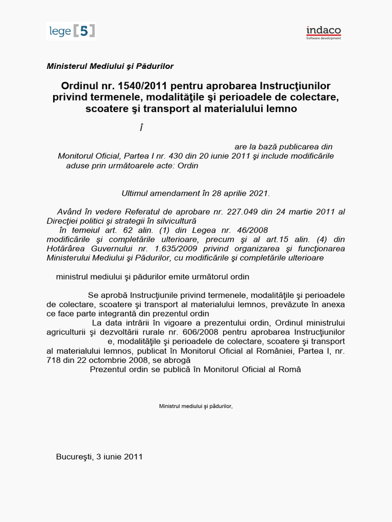 Ordin 1540 2011 | PDF