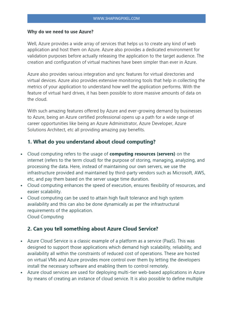 Azure Interview Questions | PDF