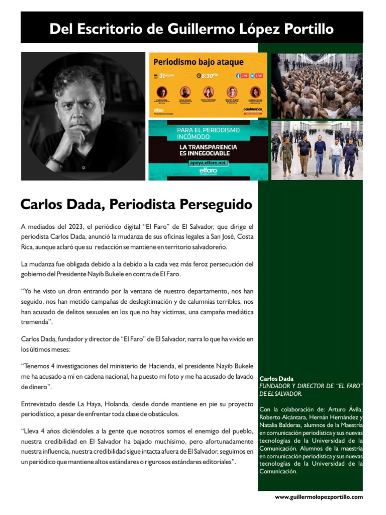 Carlos Dada, Periodista Perseguido | PDF | El Salvador | America latina