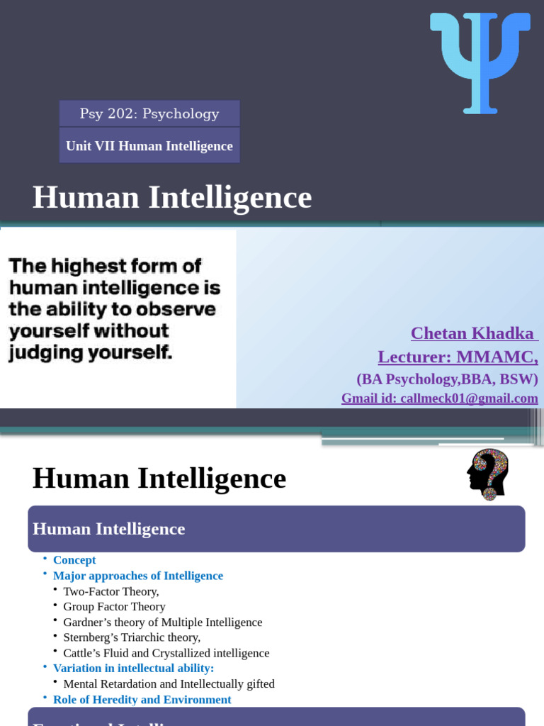 Unit VIII Human Intelligence | PDF | Intelligence | Intellectual Disability