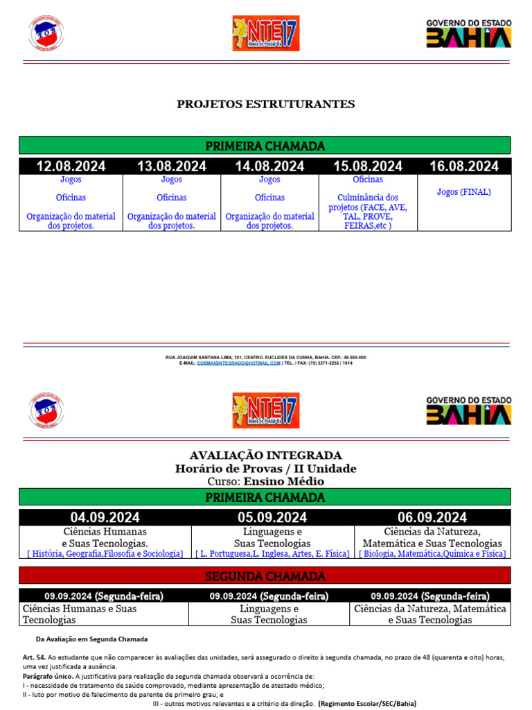 Calendário de Provas 2. 2024 | PDF