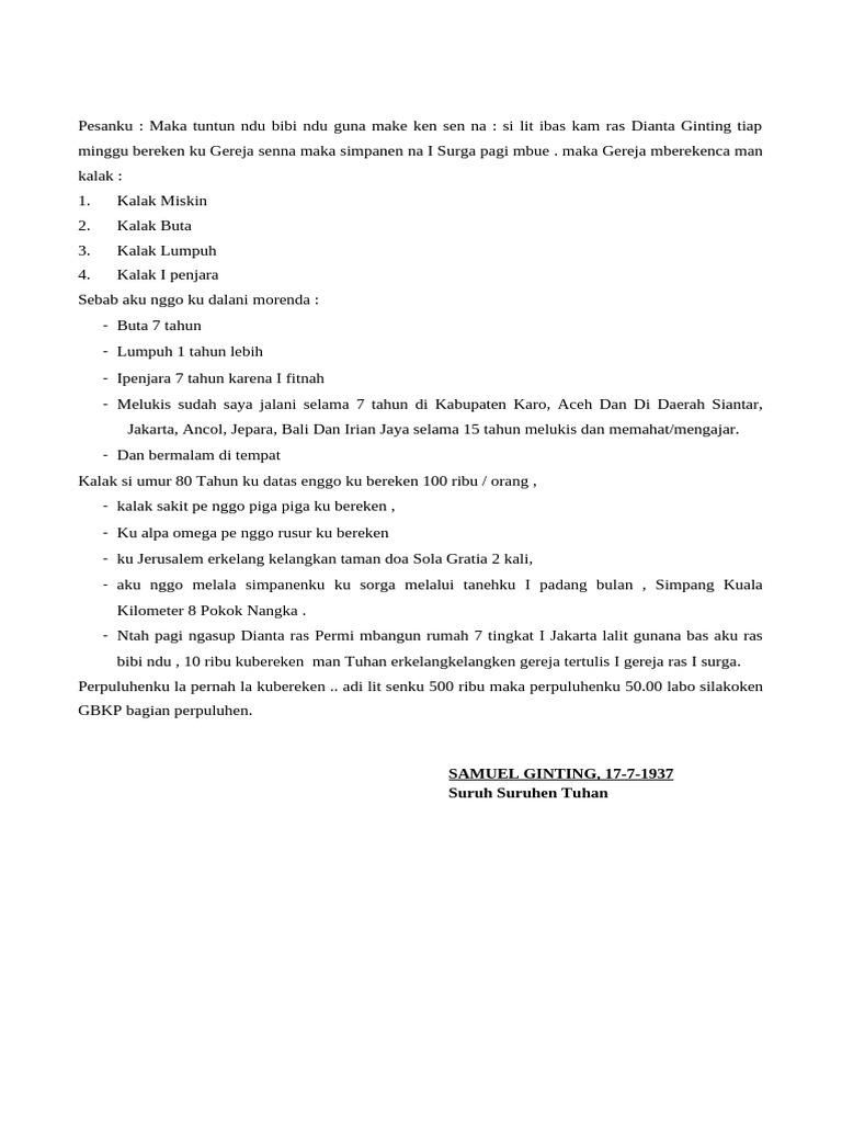 Pesanku Man Bibi Ndu | PDF