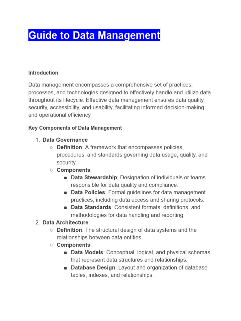 Guide To Data Management | PDF