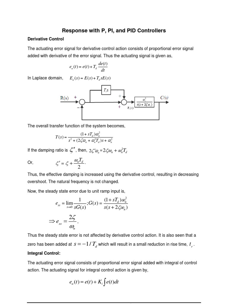 PID control for improved damping and zero steady state error | PDF