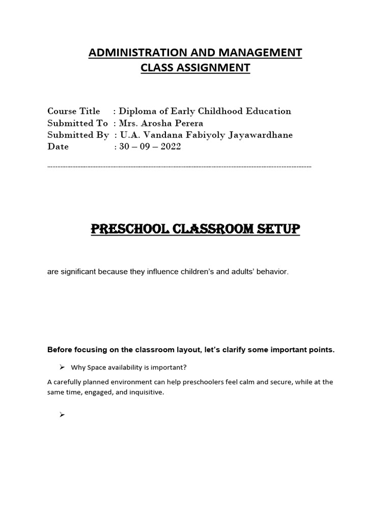 Classroom Setup | PDF