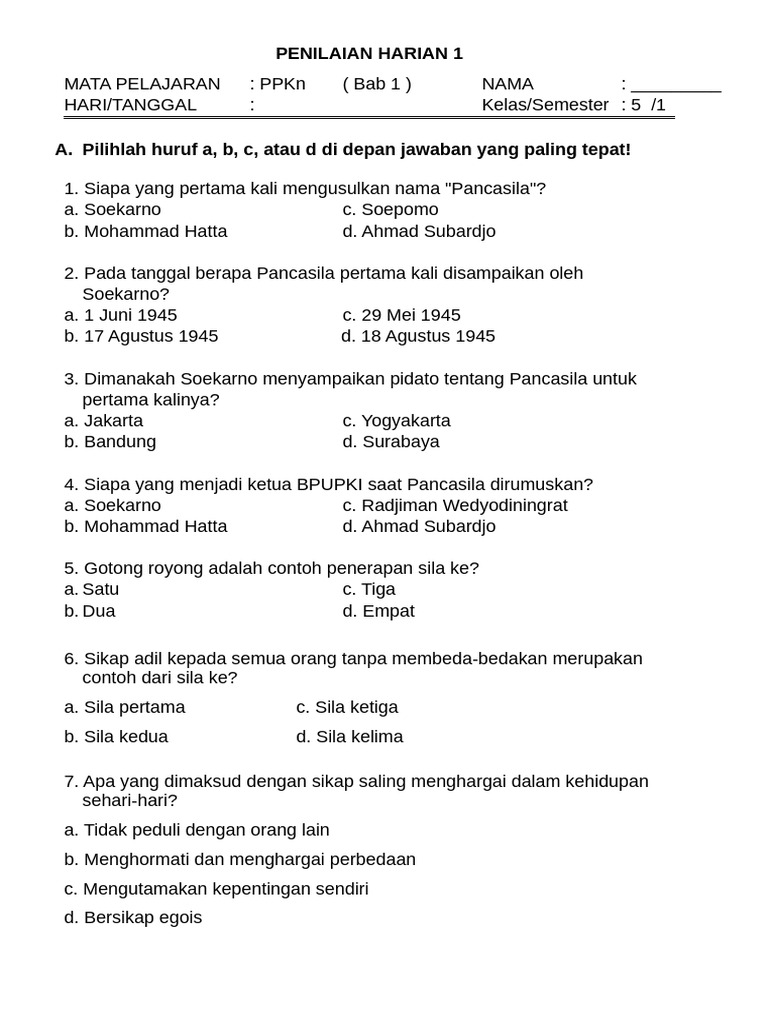 PH. PPKN, Bab 1 | PDF