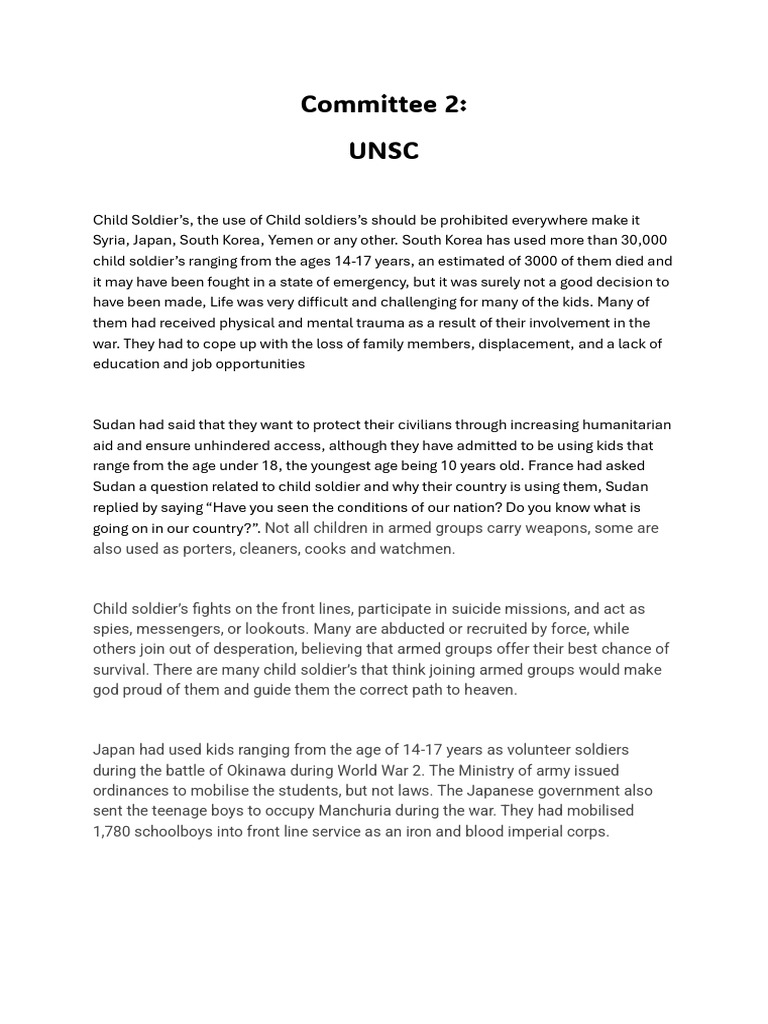 Committee 2 - UNSC | PDF