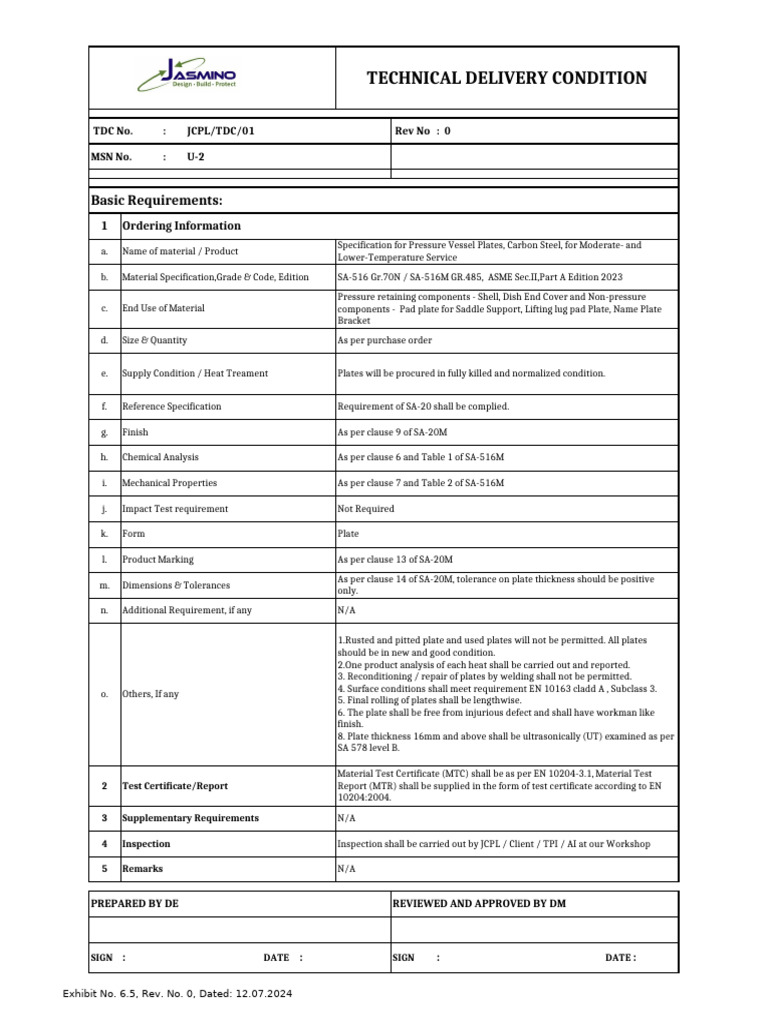 Technical Delivery Condition: Basic Requirements | PDF
