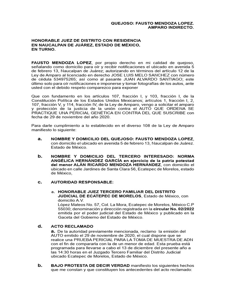 Amparo de Prueba PERICIAL GENE-TICA | PDF