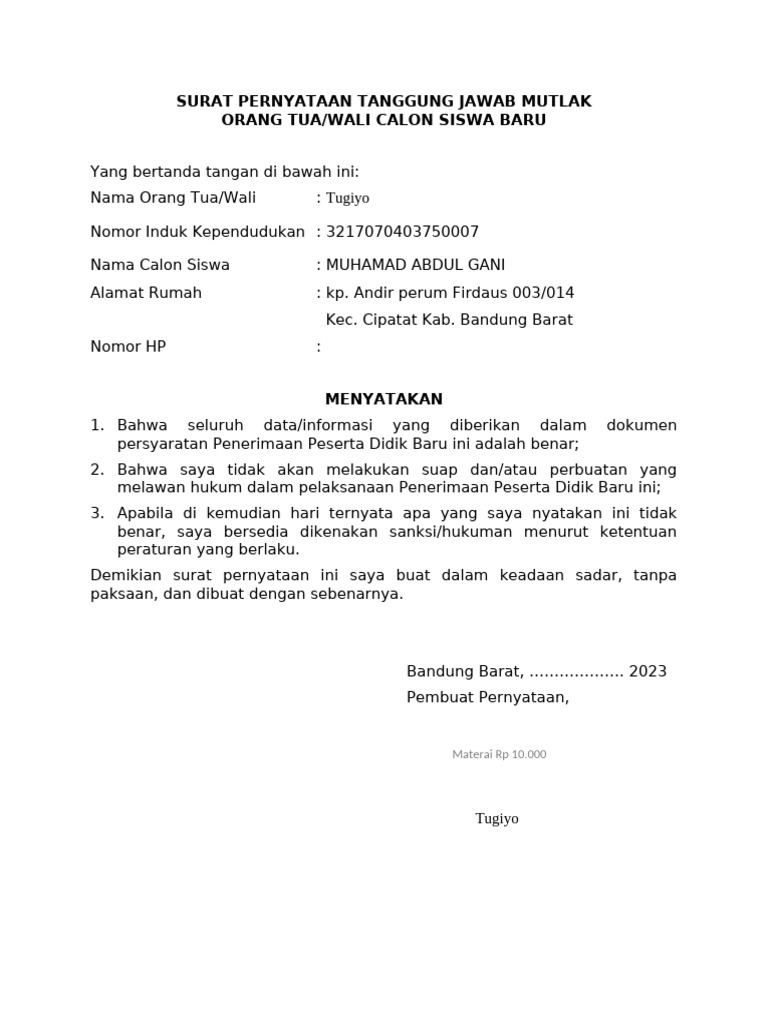 SPTJM Abdul Gani | PDF