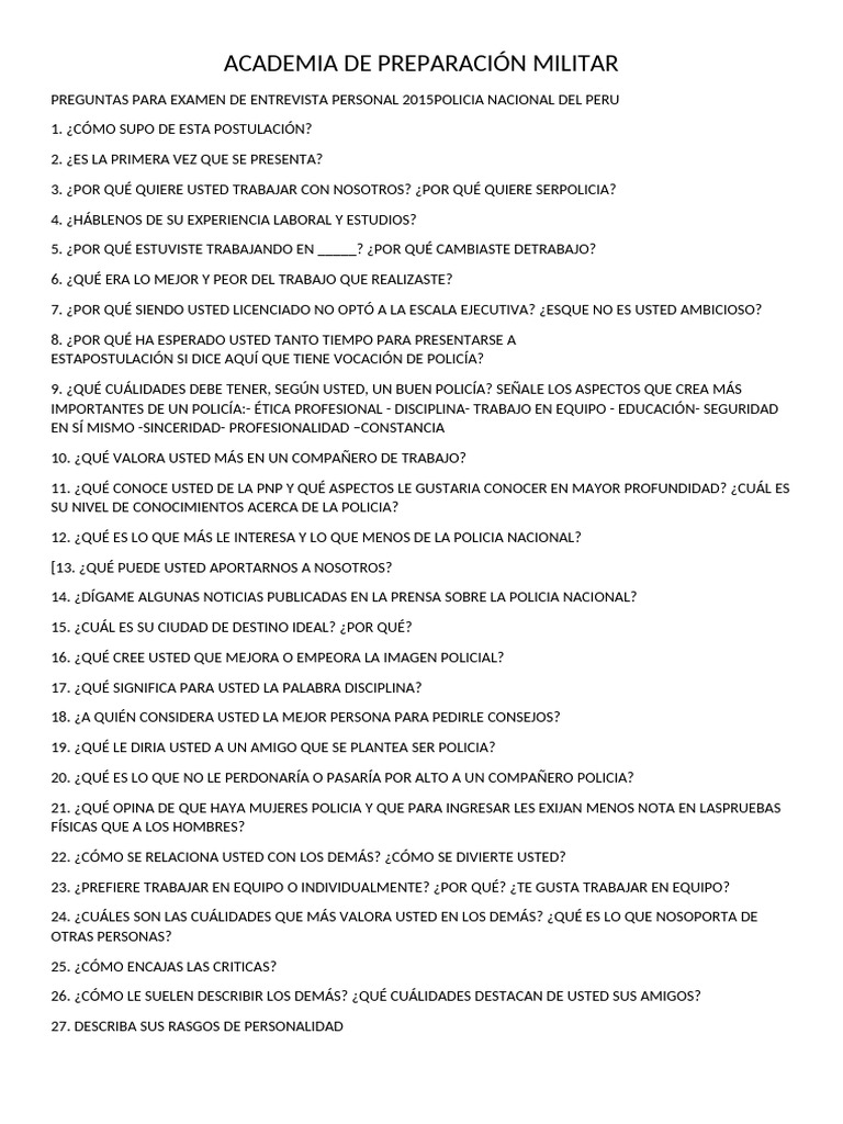 Preguntas Personales | PDF