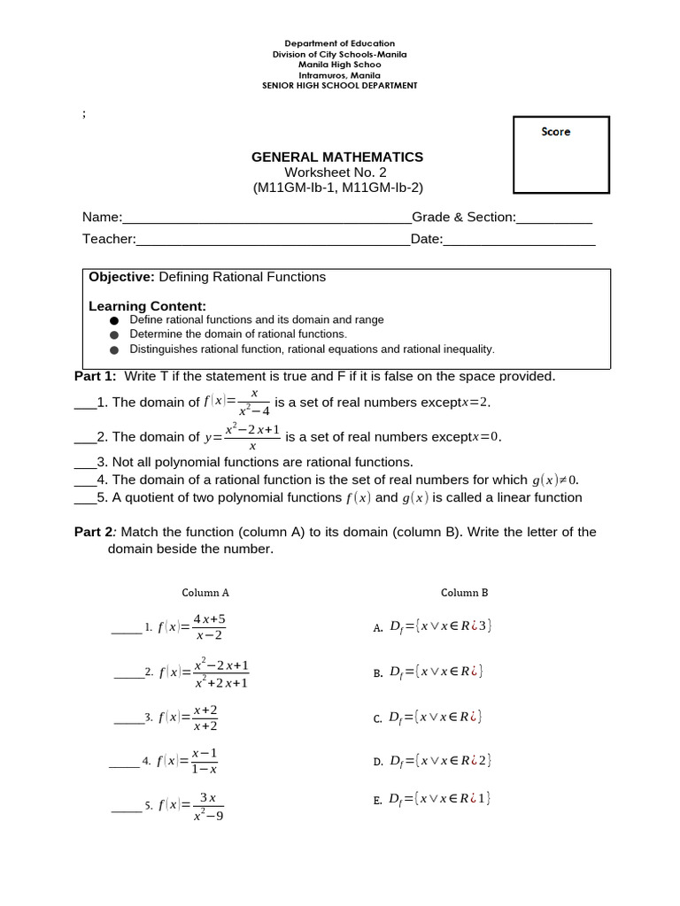 DR. VERANO GENMATH Rational Equation | PDF | Function (Mathematics) | Rational Number