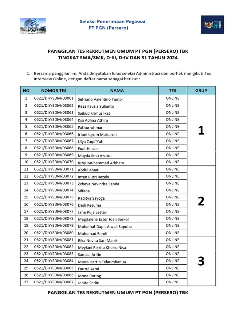 Rekrutmen Umum PT PGN (Persero) TBK | PDF