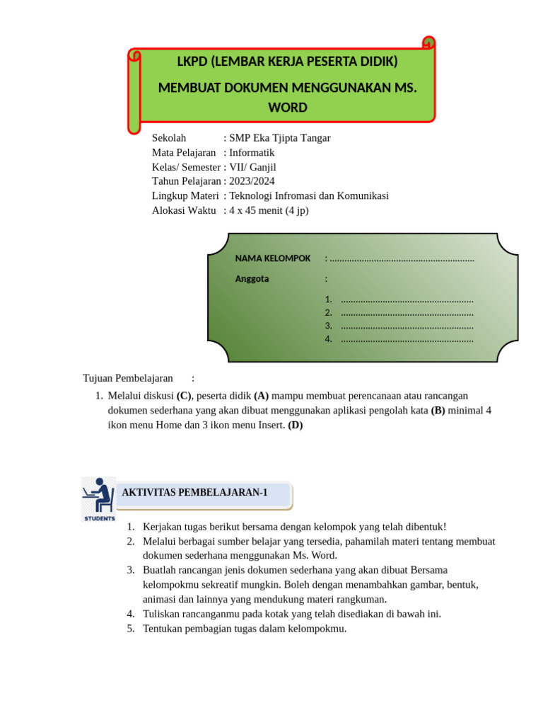 LKPD Ms. Word | PDF