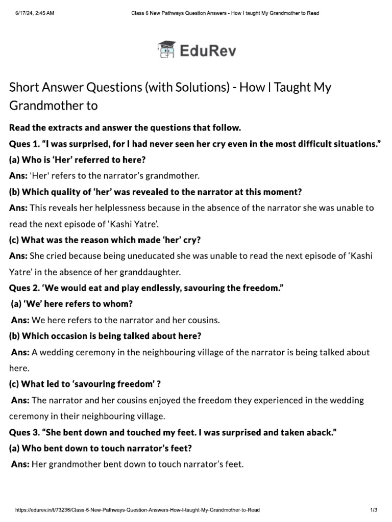 How I Taught My Grandmother To Read | PDF