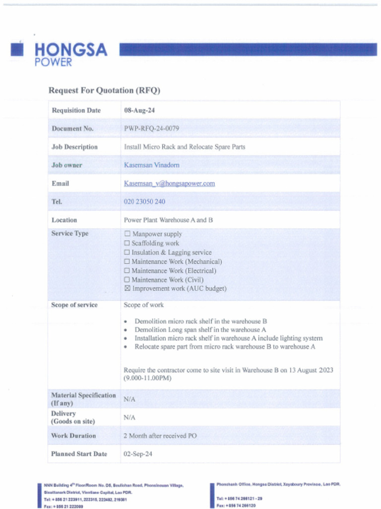 PWP RFQ 24 0079 | PDF