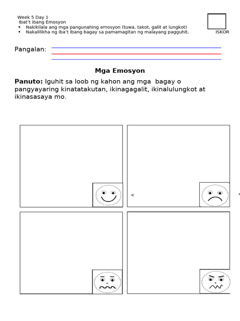 Different Emotion Worksheet | PDF