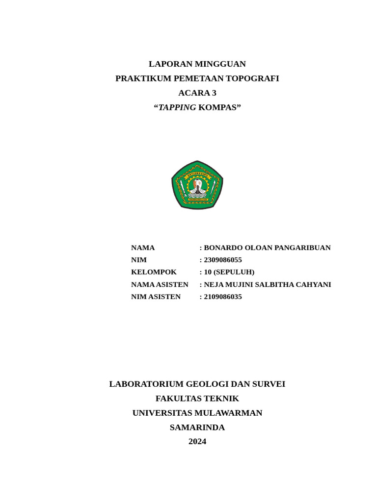 Laporan Praktikum Pemetaan Topografi Acara 3 | PDF