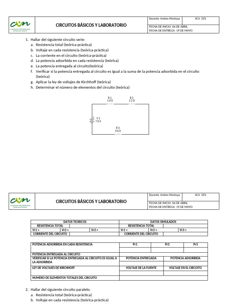 Aca - Circuitos Básicos y Laboratorio - 2024 | PDF