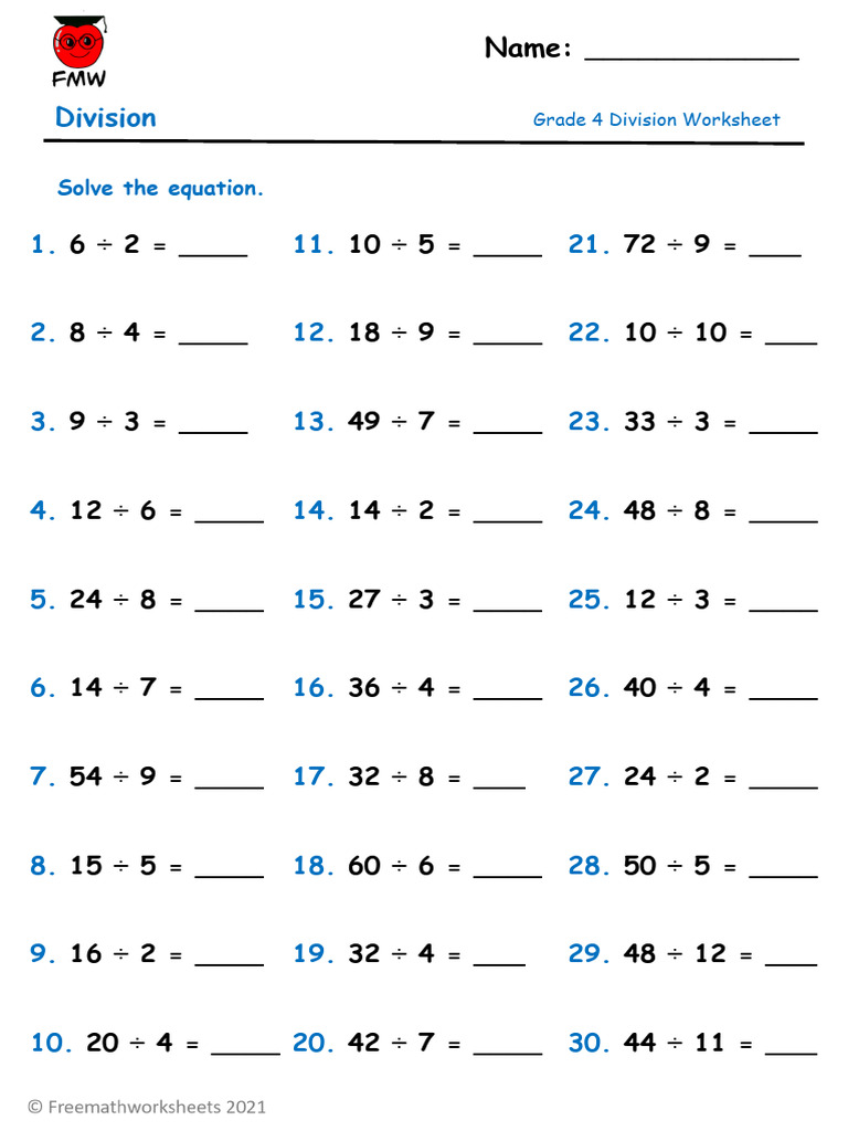 Grade 4 Division Mental Maths Worksheet 5 | PDF
