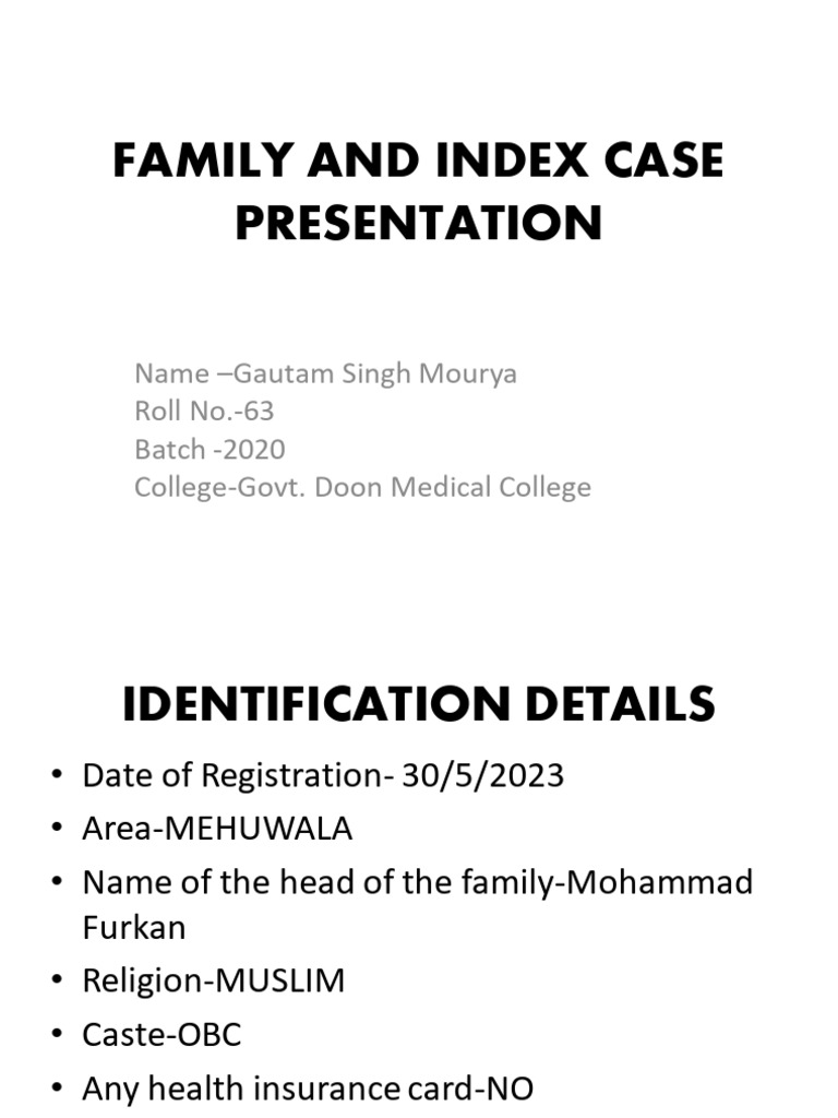 Famliy and Index Case Presentation 63 | PDF