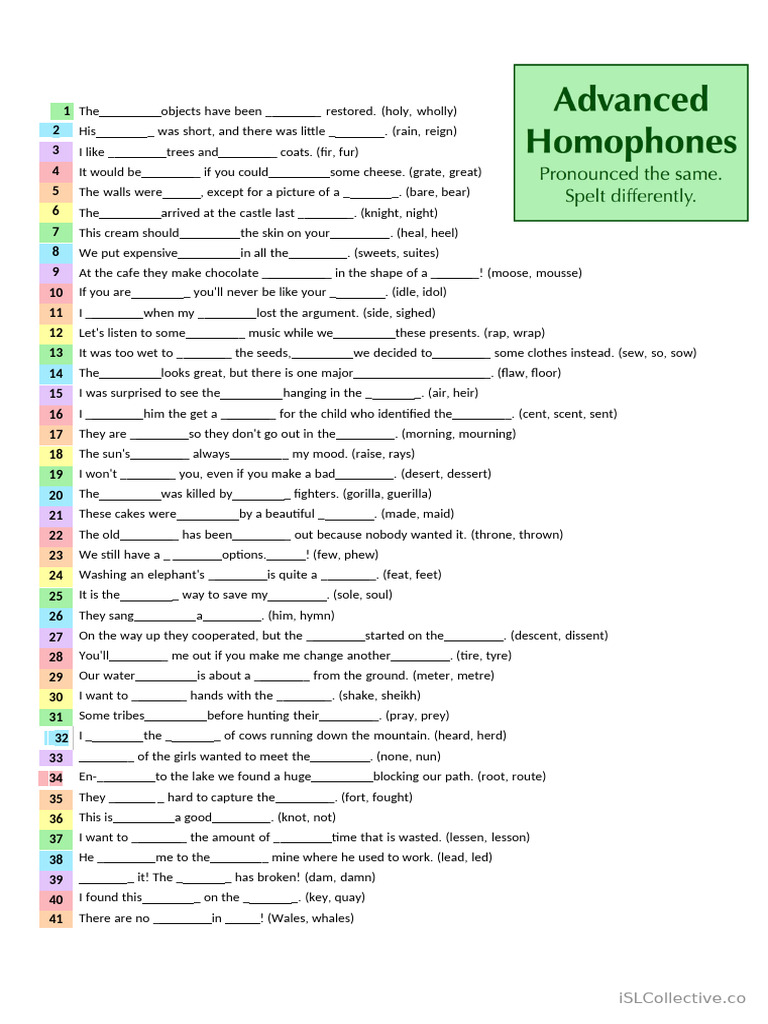 Advanced Homophones | PDF