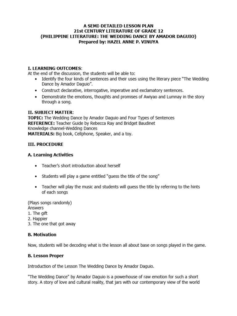 SEMI DETAILED LESSON PLAN FOR DEMO | PDF