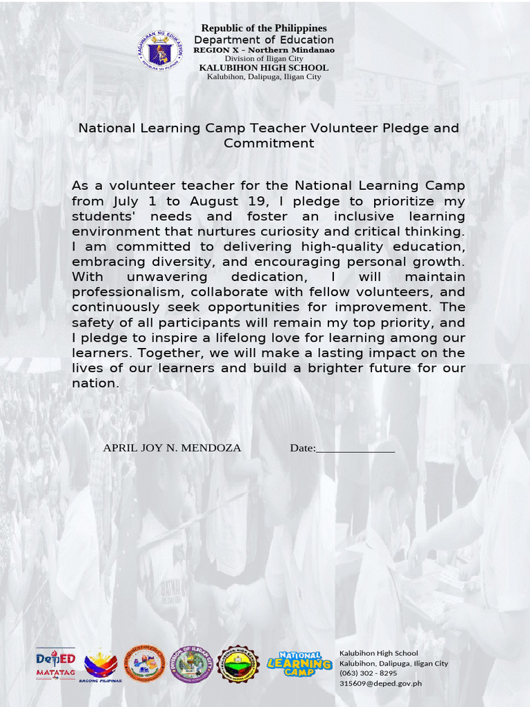 Pledge of Commitment | PDF