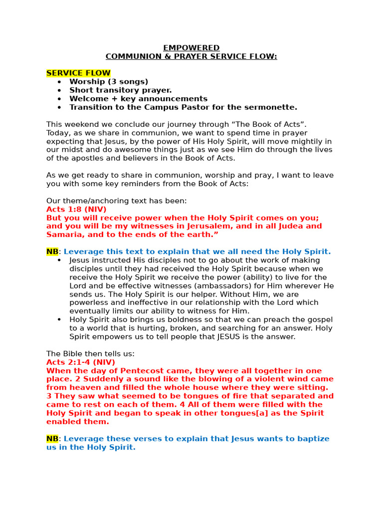 Empowered (Prayer and Communion) | PDF
