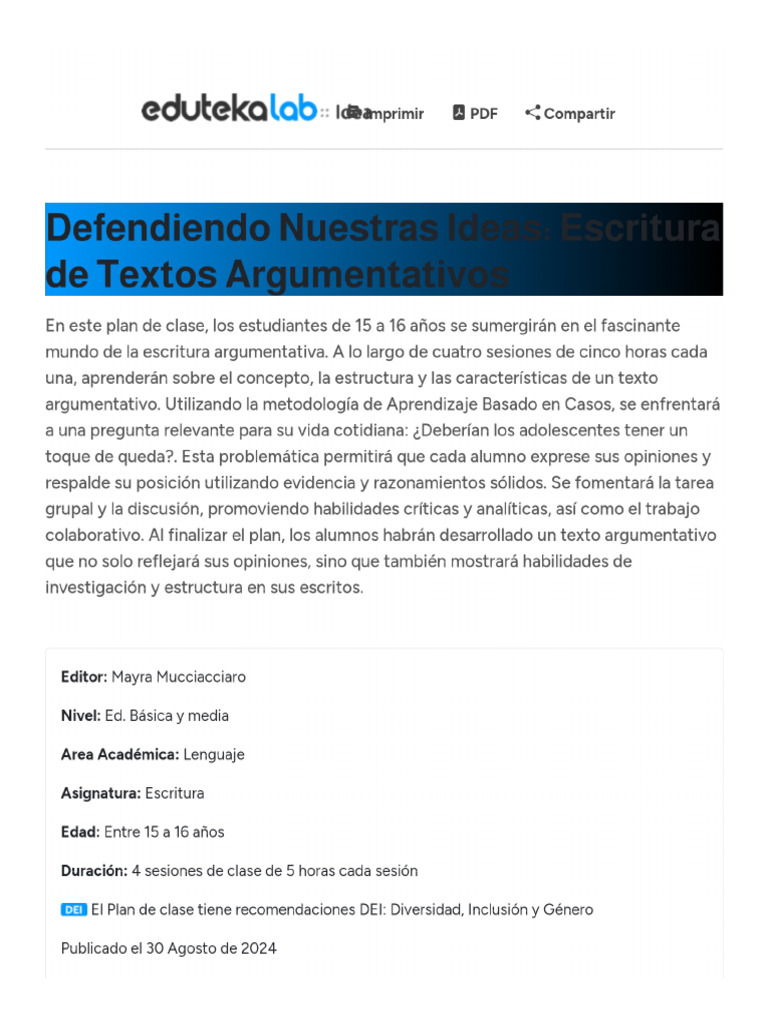 Defendiendo Nuestras Ideas - Escritura de Textos Argumentativos | PDF