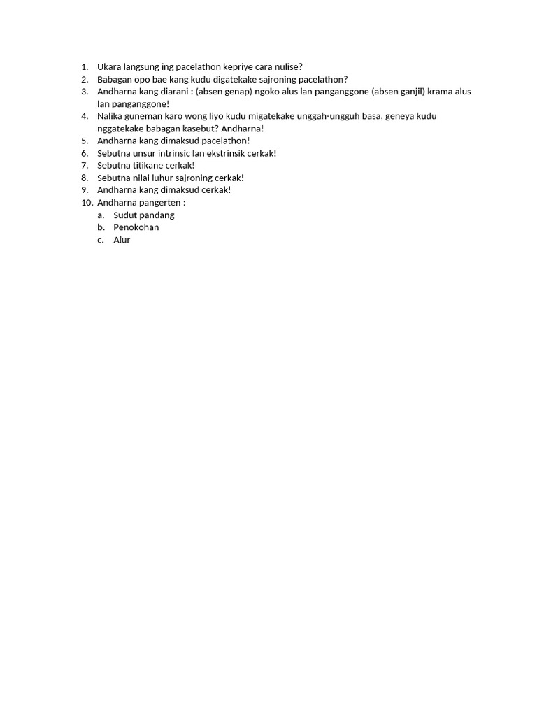 Soal Harian Bahasa Jawa | PDF