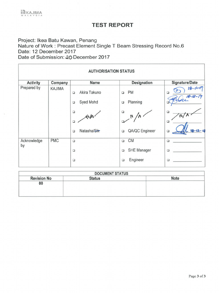 Precast Single T Beam Stressing Record No.6 | PDF