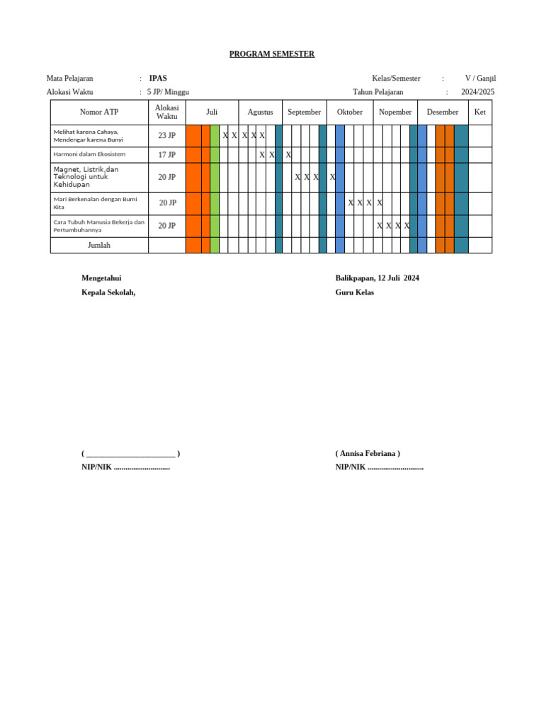 PROGRAM SEMESTER 1 IPas | PDF