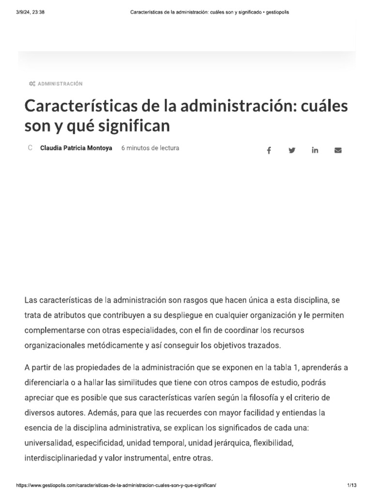 Características de La Administración - Cuáles Son y Significado ...