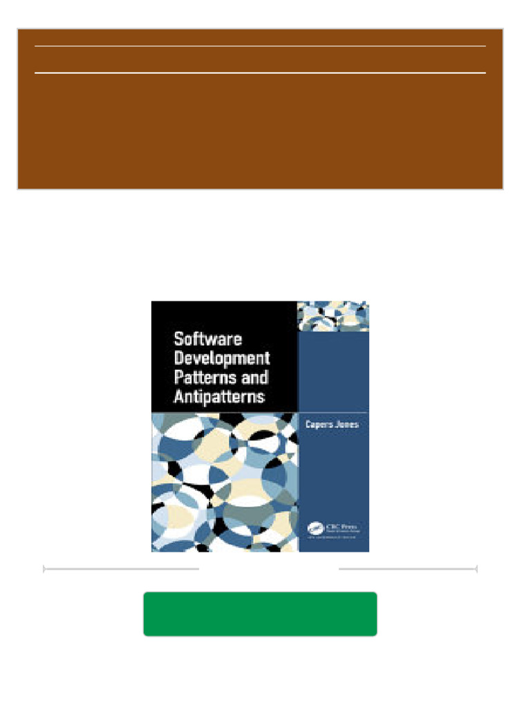 Where Can Buy Software Development Patterns and Antipatterns 1st Edition Jones Ebook With Cheap ...