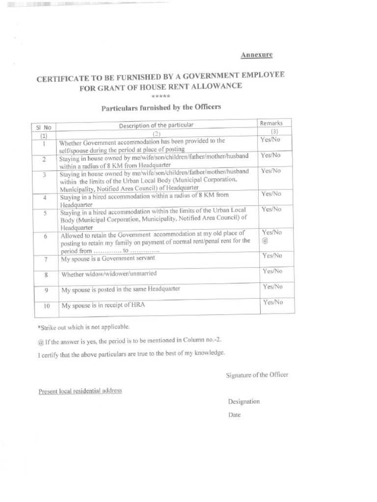 New HRA Form Odisha | PDF