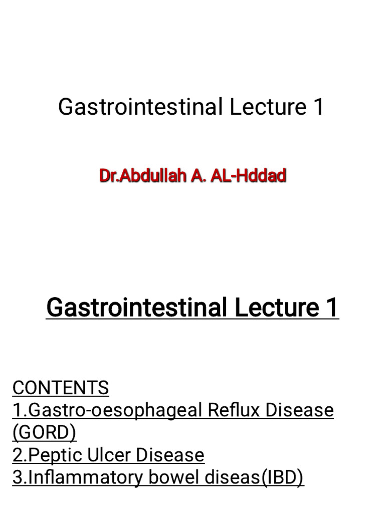 Gastrointestinal Lecture 1 | PDF