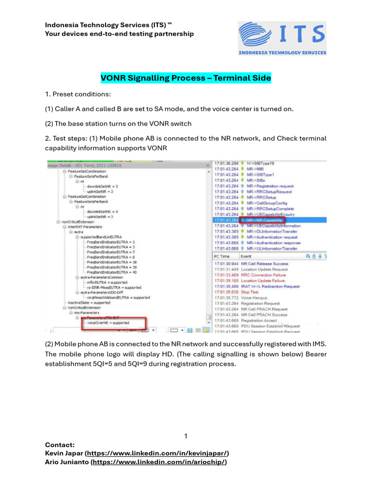 VONR Signaling Process - Terminal Side | PDF