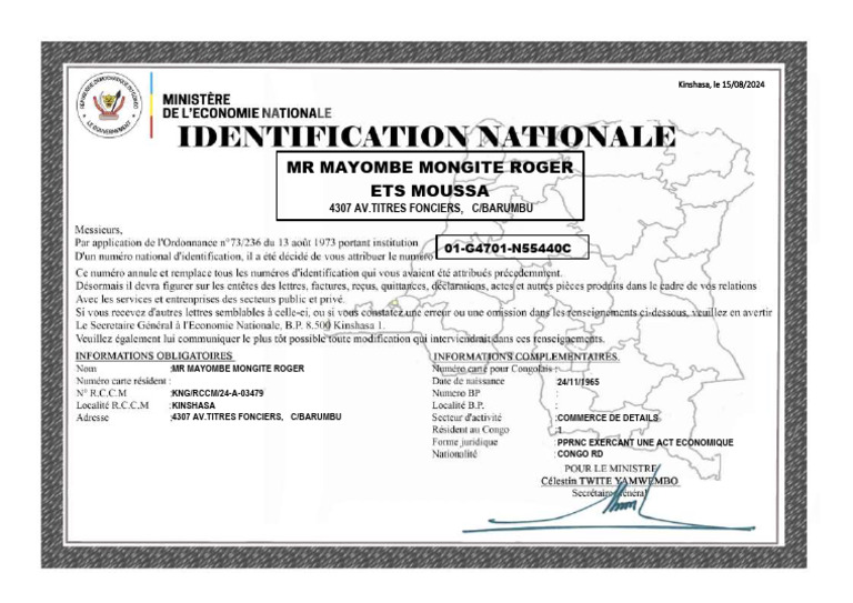 KNG RCCM 24 A 03479 Ets Moussa | PDF