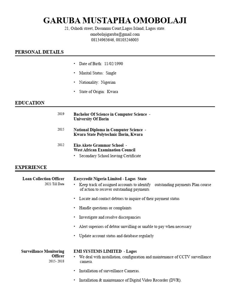 Garuba Mustapha o CV | PDF