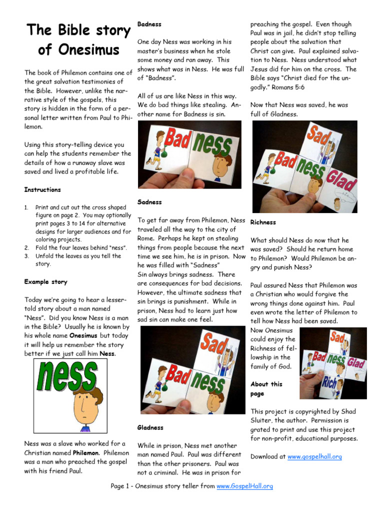 Sunday School Lesson Activity 827 Paul Answers For Onesimus Sin | PDF