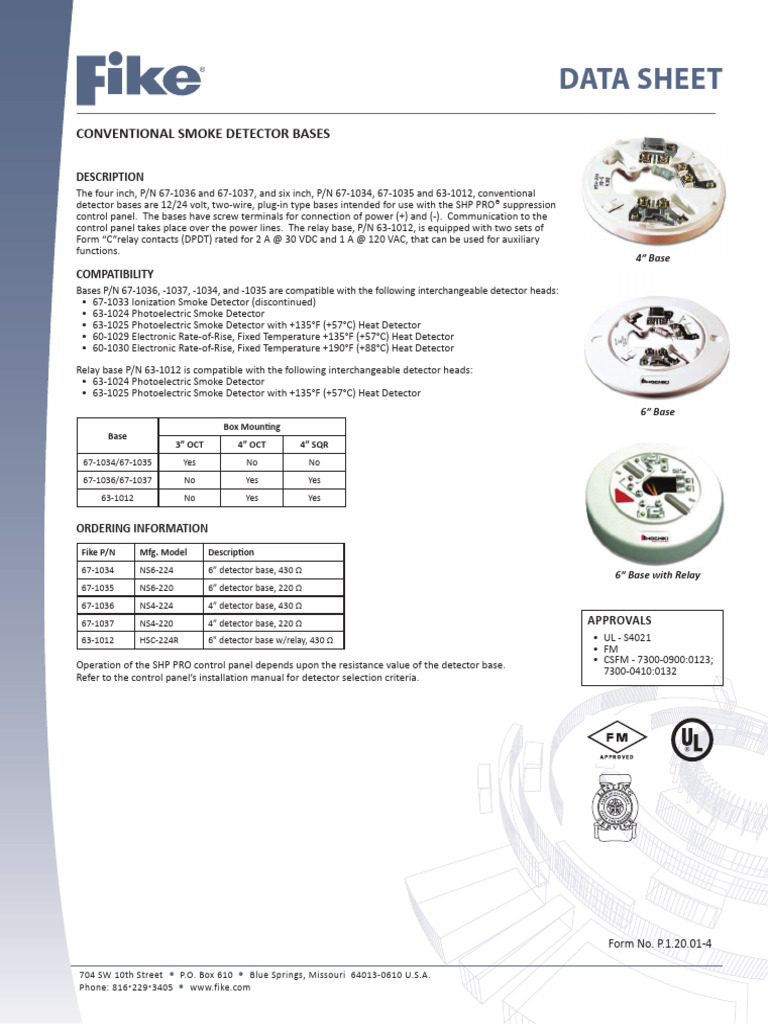 Conventional Smoke Detector Base Data Sheet | PDF