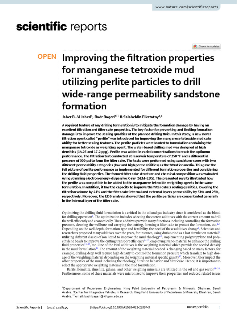 Improving The Filtration Properties For Manganese Tetroxide Mud ...