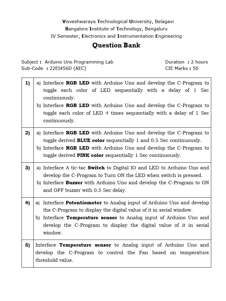 AUP Lab Question bank | PDF