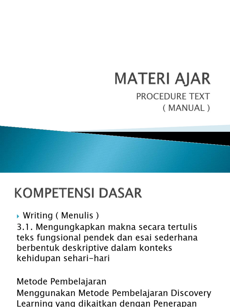 Materi Ajar Modul 5 Procedure Text Manual Pdf