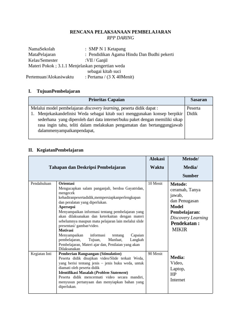 RPP 1 KLS 7 Weda | PDF