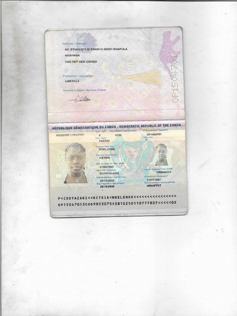 Passeport Yazagi Ngelende Ketsia | PDF